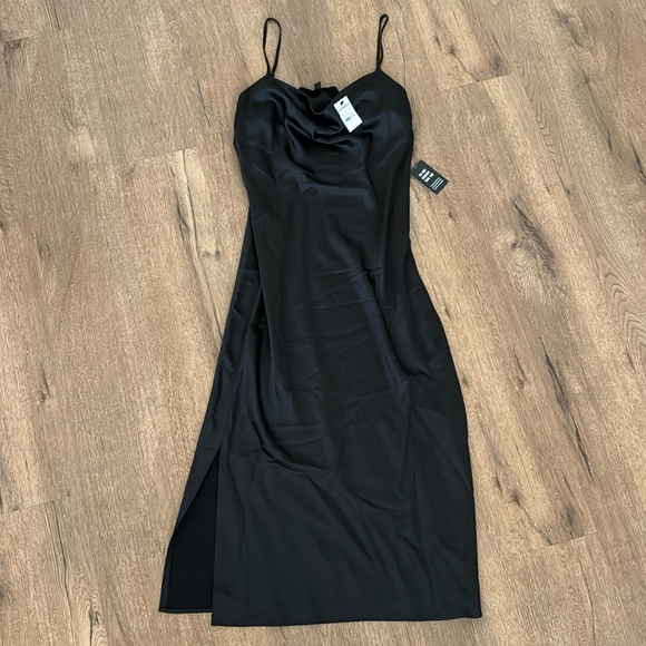 Express | Dresses | Nwt Express Black Satin Midi Dress | Poshmark